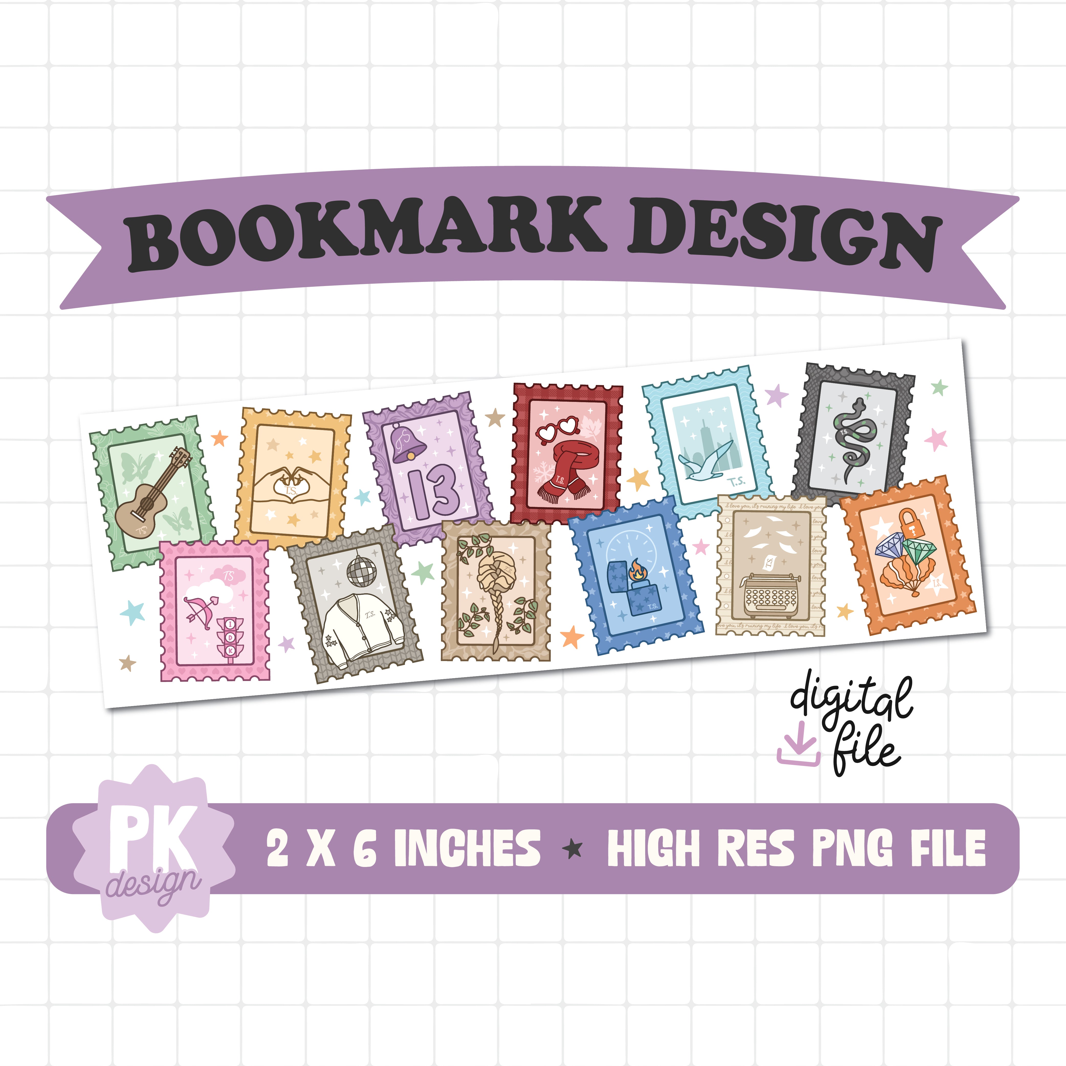Eras Stamps Bookmark Design PNG – Peachy Keen Design