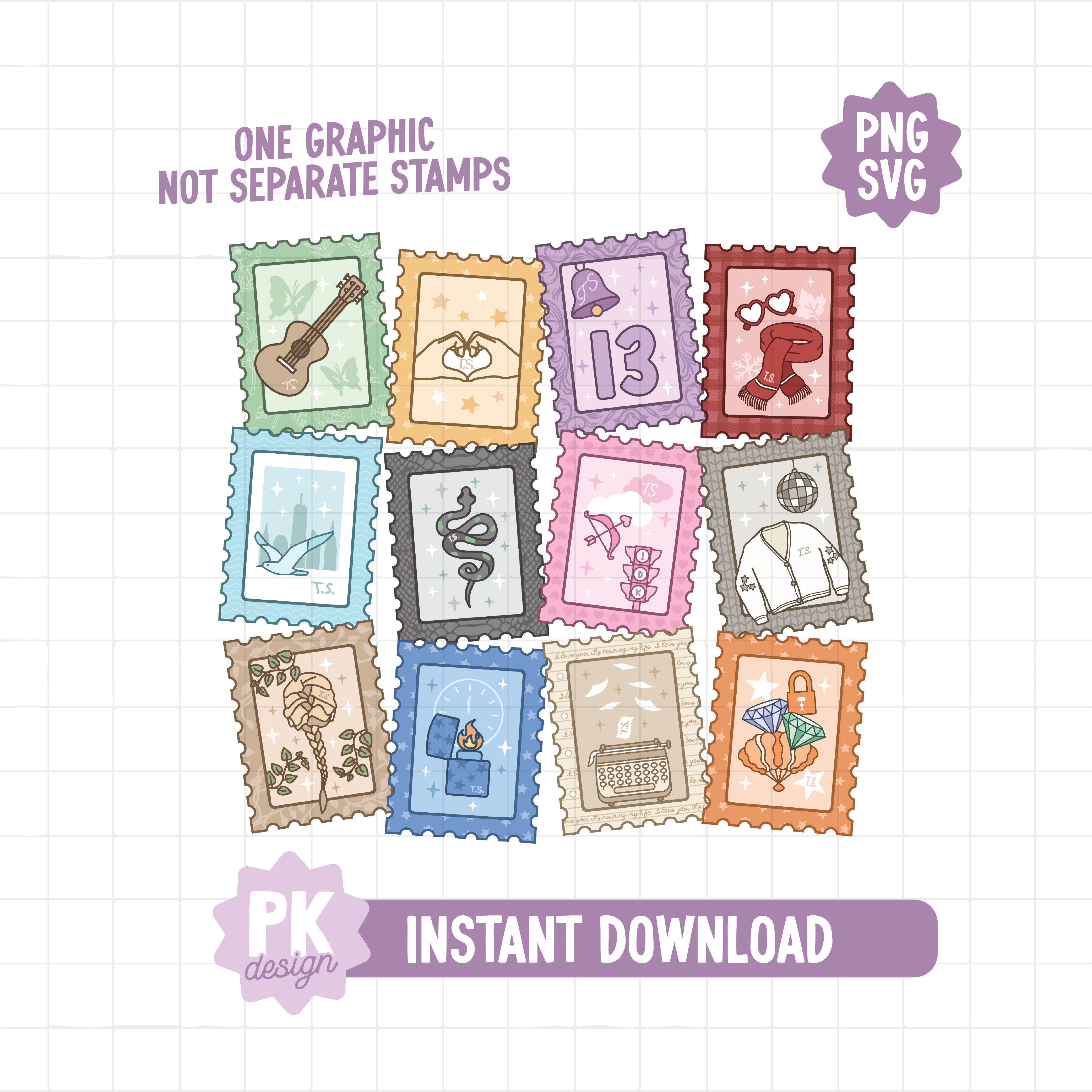 Eras Stamps (One Graphic - NOT Separate Stamps) SVG + PNG – Peachy Keen ...